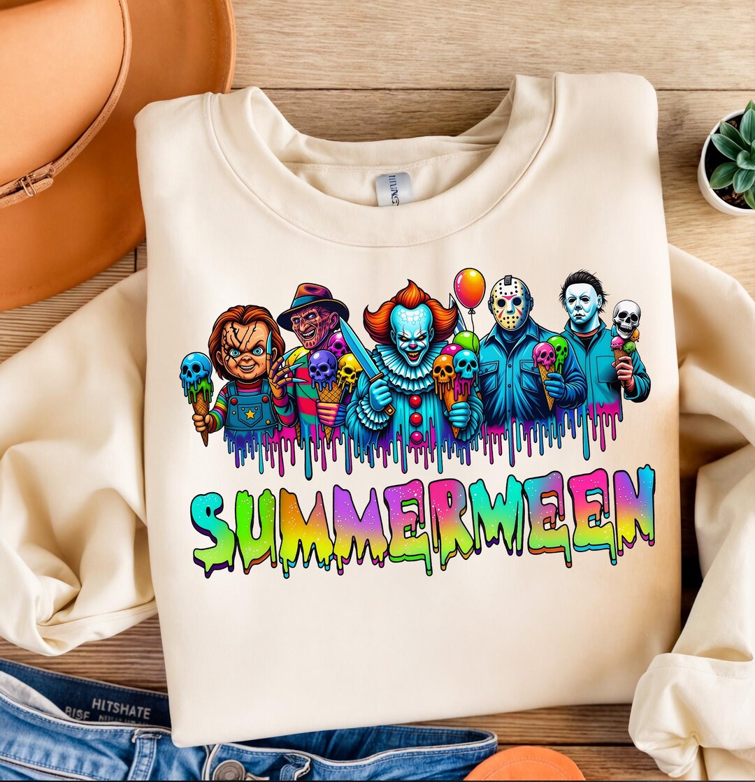 Summerween Horror Characters Sublimation PNG – Colorful Drippy Ice ...