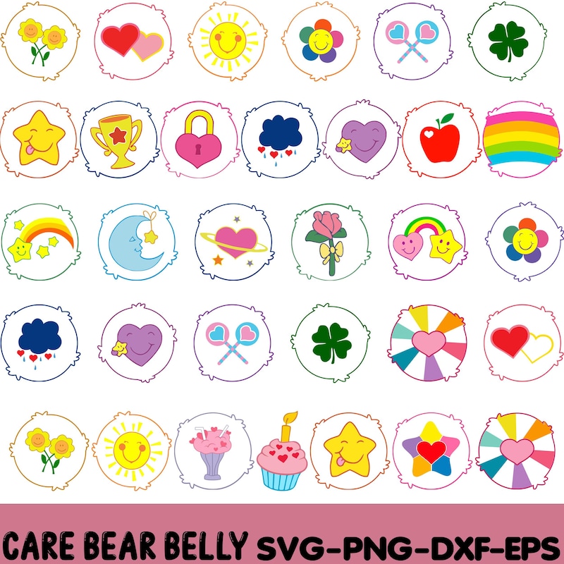 30 Care Bear Badges Svg - Etsy