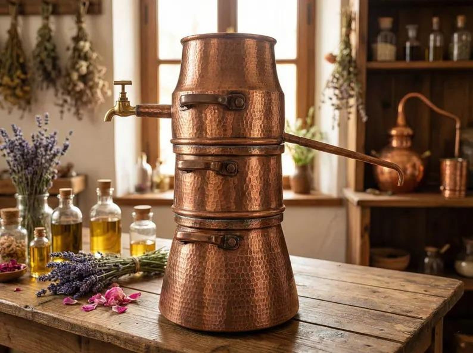 Traditional Handmade Copper Essential Oil Distiller - Steam ...