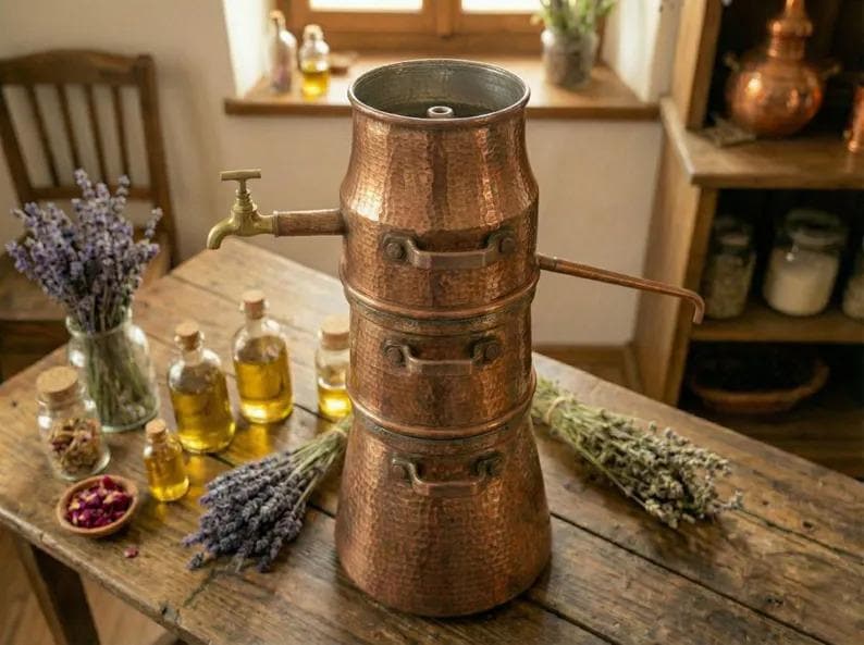 Traditional Handmade Copper Essential Oil Distiller - Steam ...