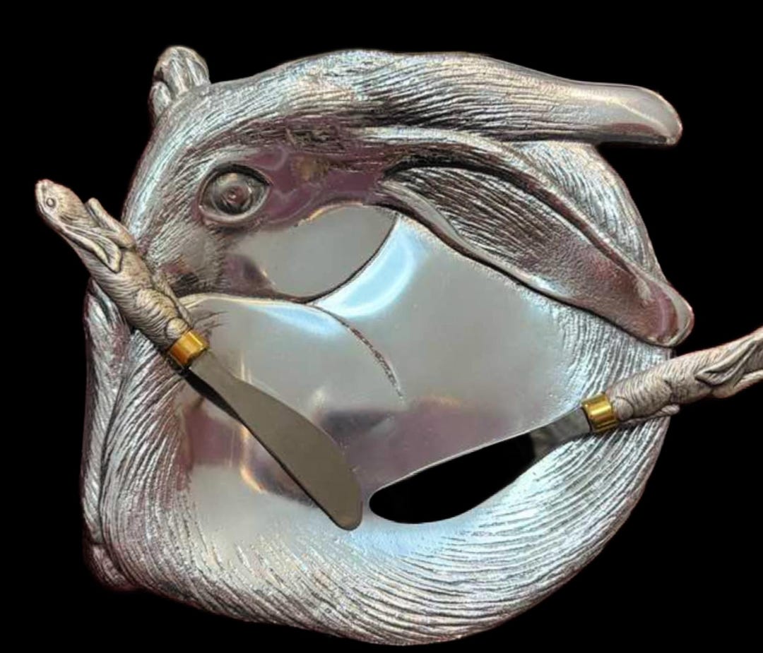 Arthur Court 7" Rabbit Cheese Serve Plate Aluminum W/stainless & Pewter ...