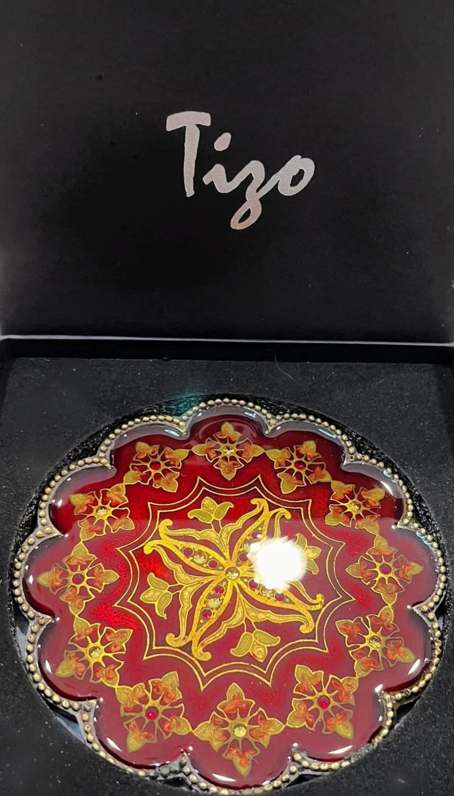 Tizo Jeweled Scallop Coaster New in Box Dark Red - Etsy