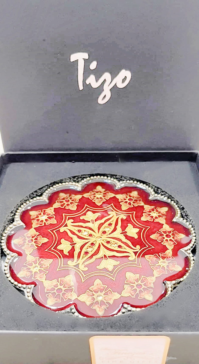 Tizo Jeweled Scallop Coaster New in Box Dark Red - Etsy