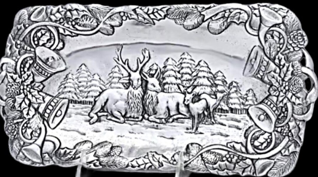 1992 Arthur Court Elk / Deer / Stag 12” Christmas Serving Bread Tray ...