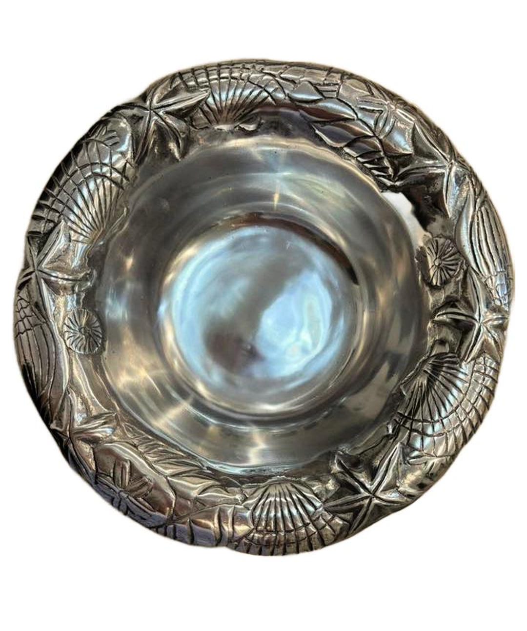 Ashleigh Manor Vintage Pewter Shell Rimmed Bowl - Etsy