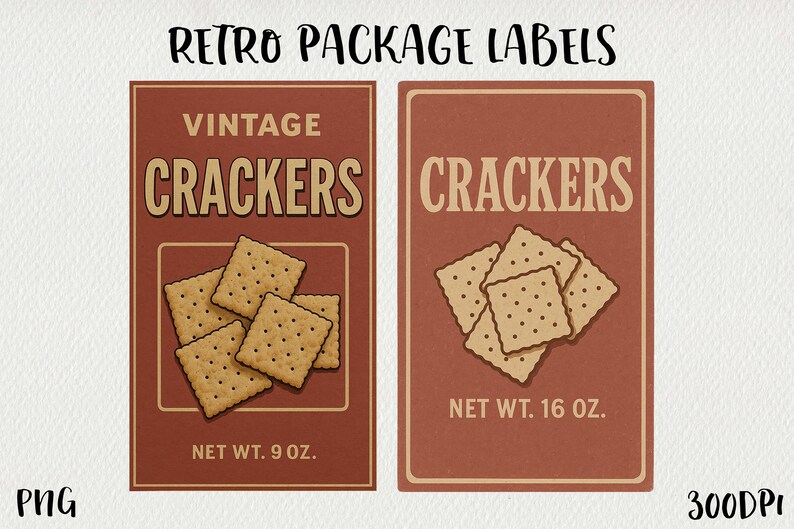 Vintage Food Label Clipart Bundle: Retro Kitchen PNG Graphics (digital ...