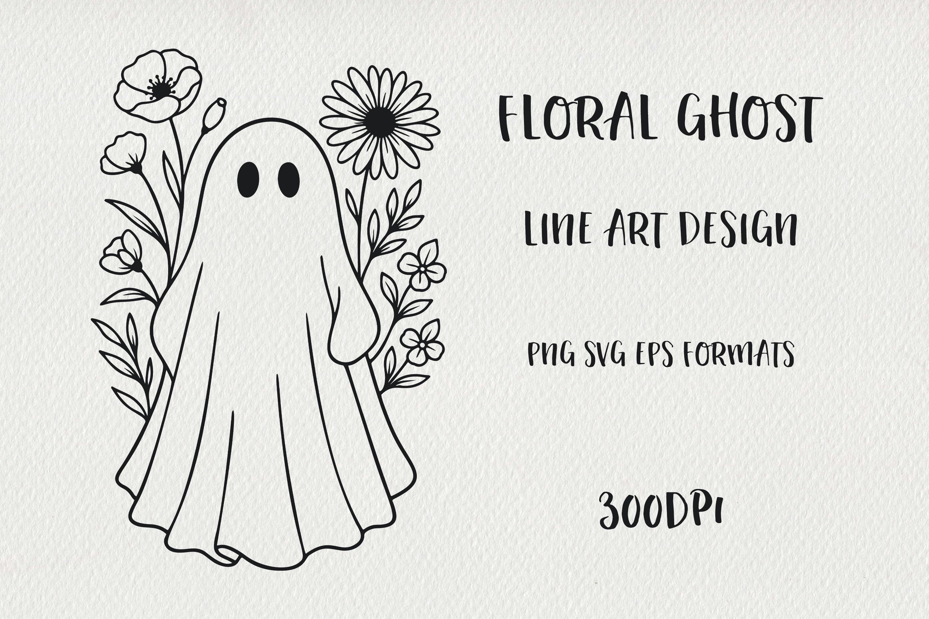 Floral Ghost Halloween Clipart: SVG PNG EPS Bundle for Crafts - Etsy