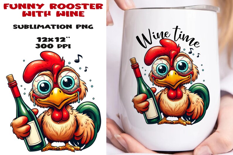 Funny Animals Wine Clipart PNG Bundle | Mug & Shirt Designs (digital ...