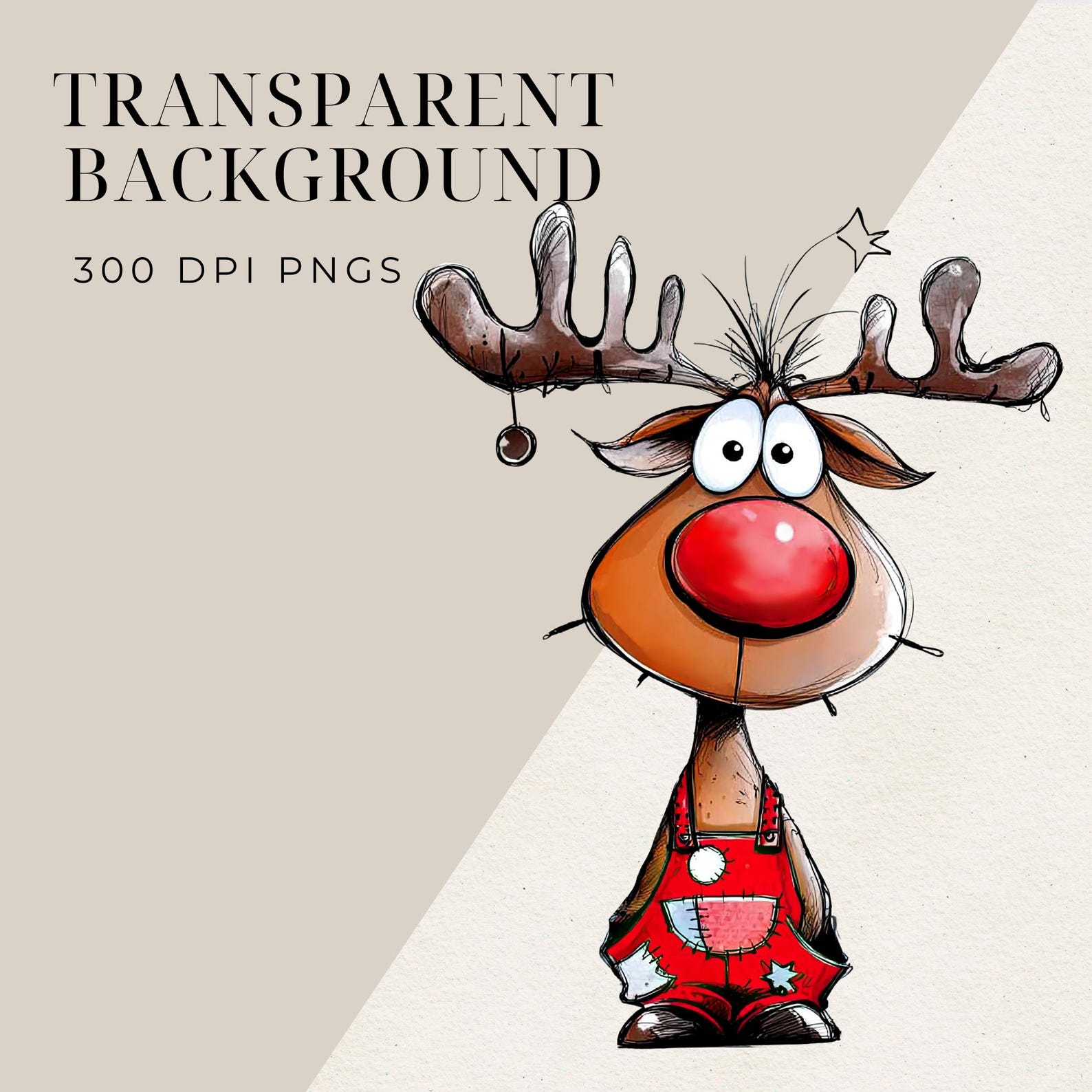 Christmas Reindeer Clipart Bundle | Hand-drawn Holiday PNG Set - Etsy