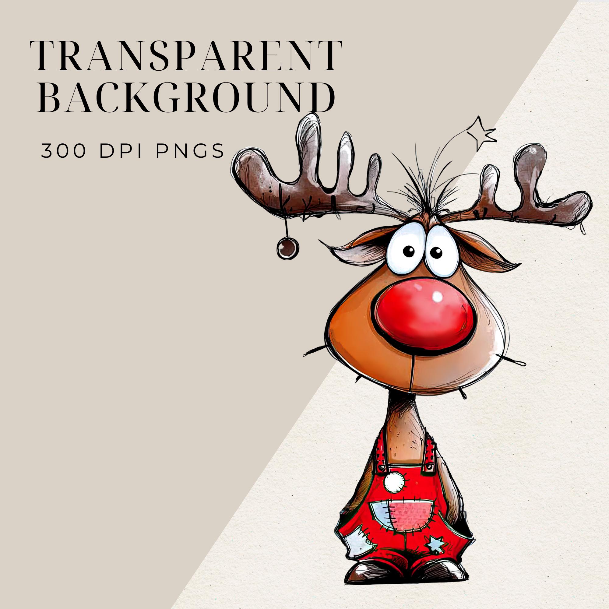 Christmas Reindeer Clipart Bundle | Hand-drawn Holiday PNG Set - Etsy