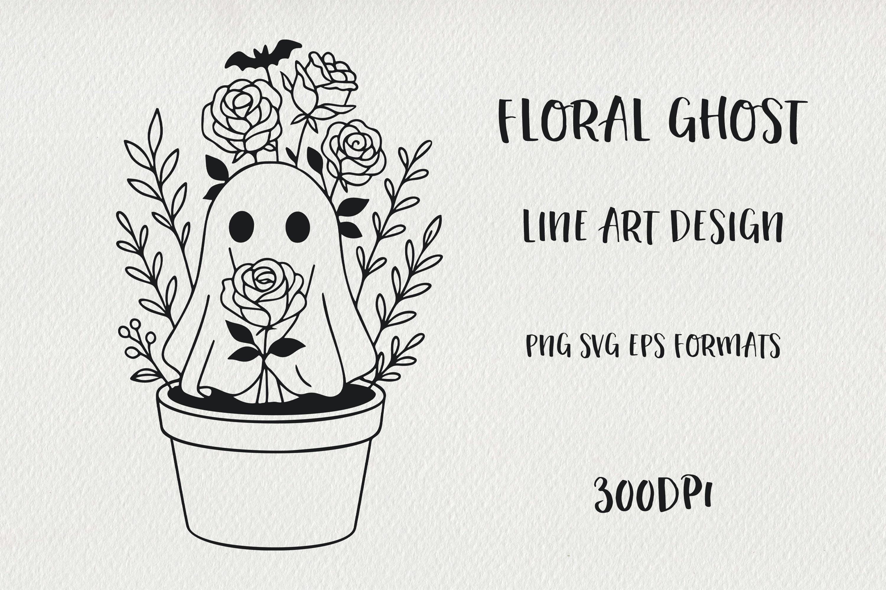 Floral Ghost Halloween Clipart: SVG PNG EPS Bundle for Crafts - Etsy