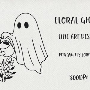 Floral Ghost Halloween Clipart: SVG PNG EPS Bundle for Crafts - Etsy