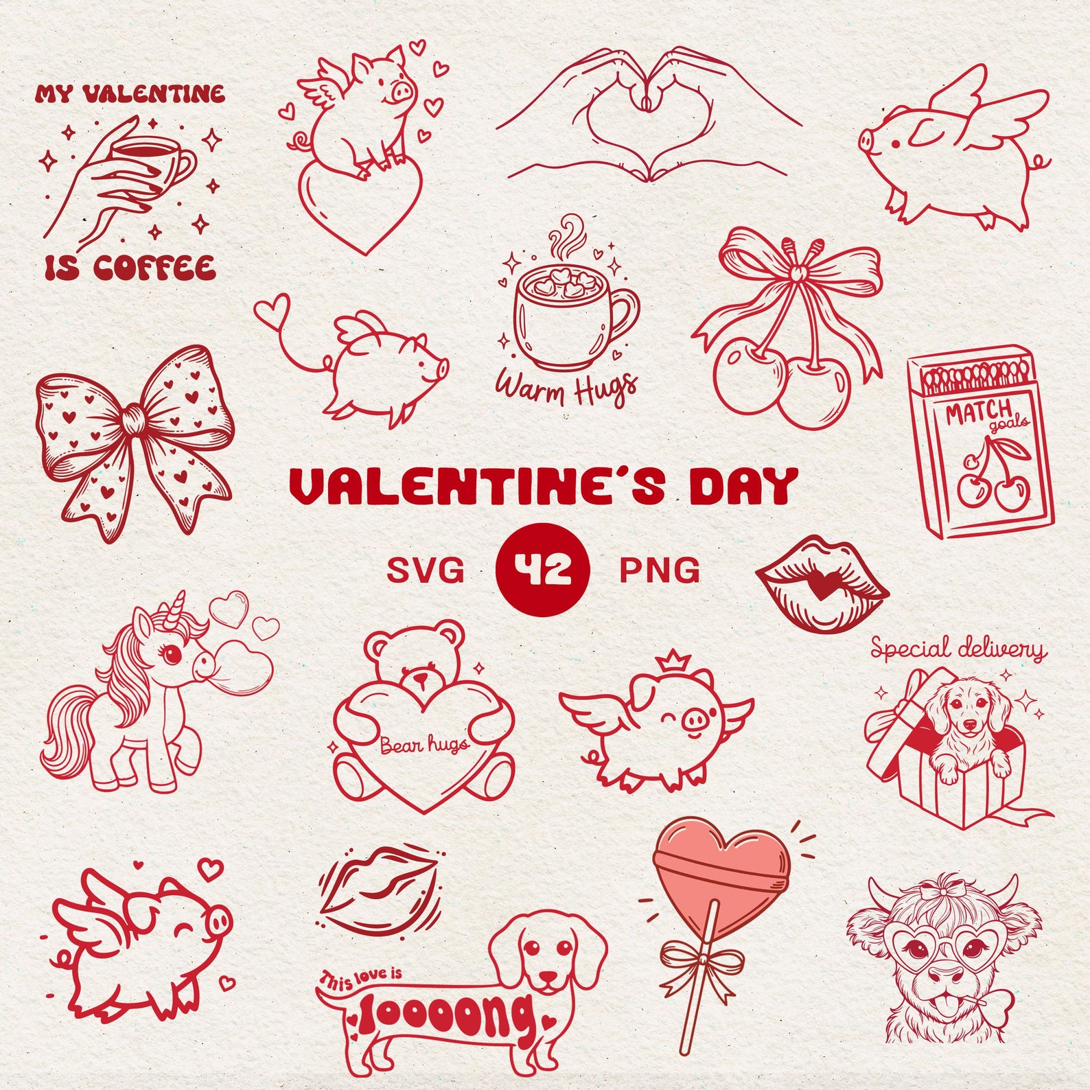 Valentine Animal SVG Bundle | Love Designs PNG EPS - Etsy