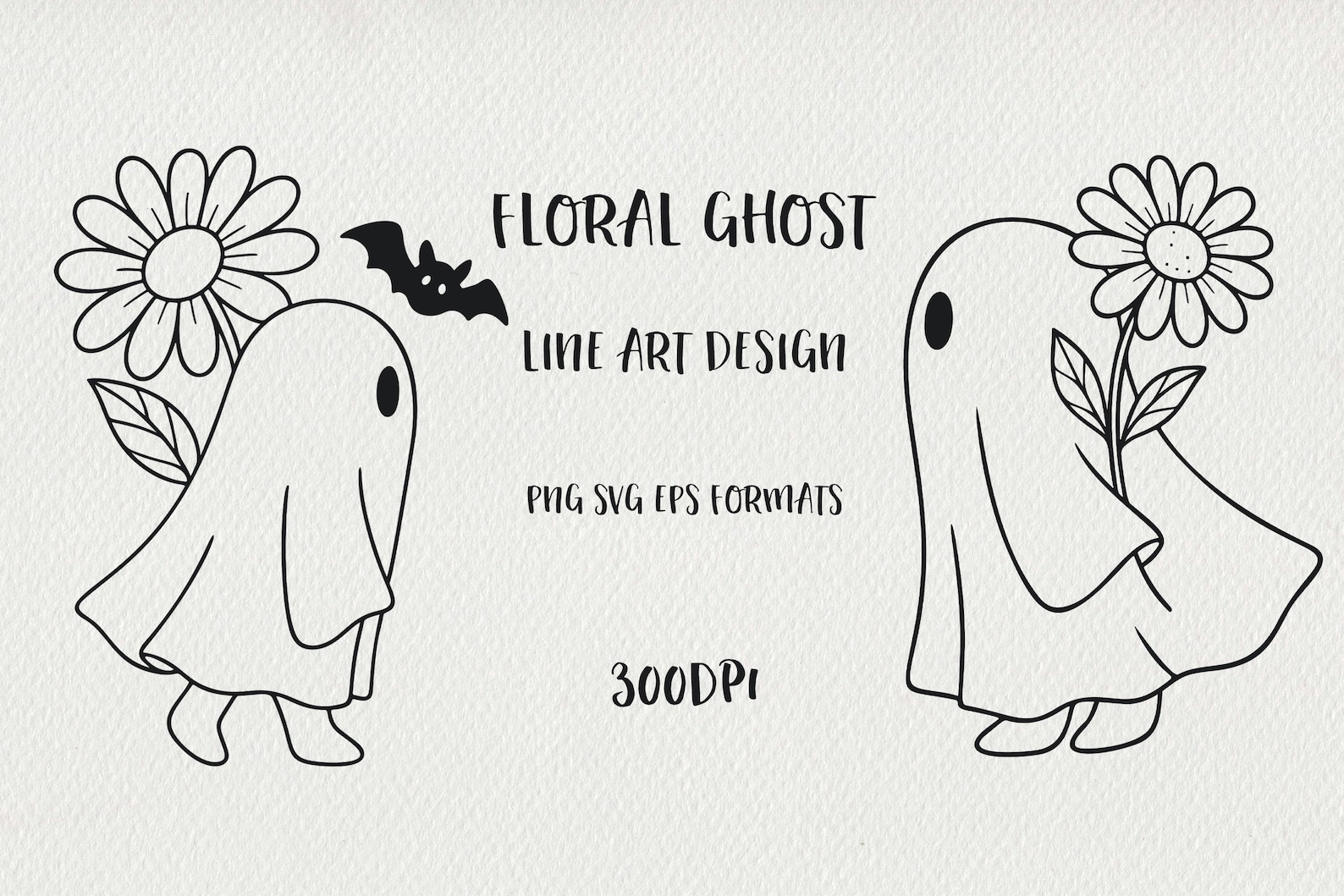 Floral Ghost Halloween Clipart: SVG PNG EPS Bundle for Crafts - Etsy