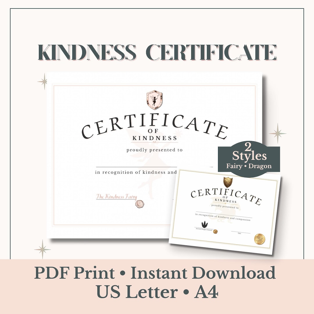 Certificate of Kindness Printable | Fairy & Dragon Child Award | Kids ...
