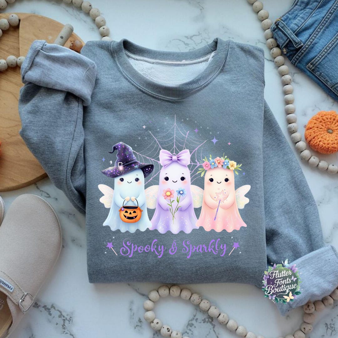 Pastel Ghosts Halloween PNG: Spooky and Sweet Fairy Clipart (instant ...