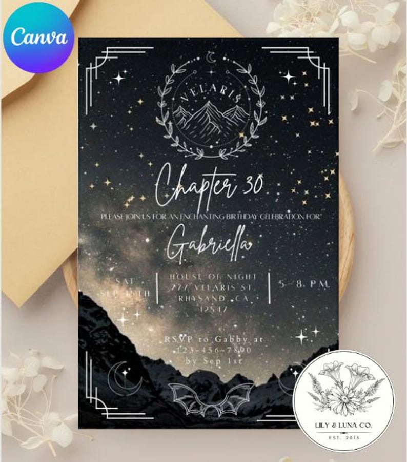 ACOTAR Party Invitation: Night Court Velaris, Editable Canva Template ...