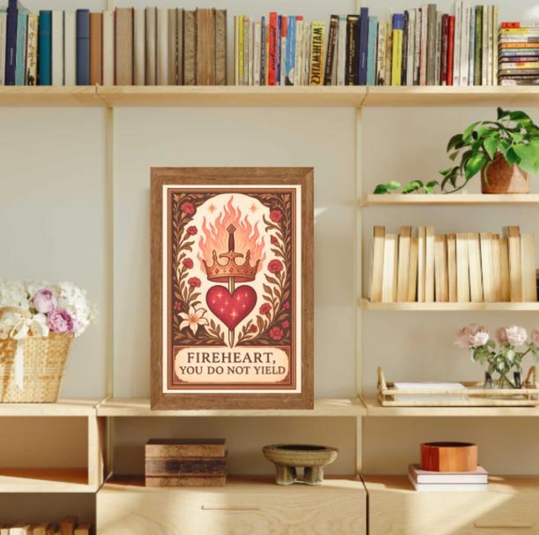 Fireheart Sword Art, Fantasy Bookish Wall Print, Book Lover Gift ...