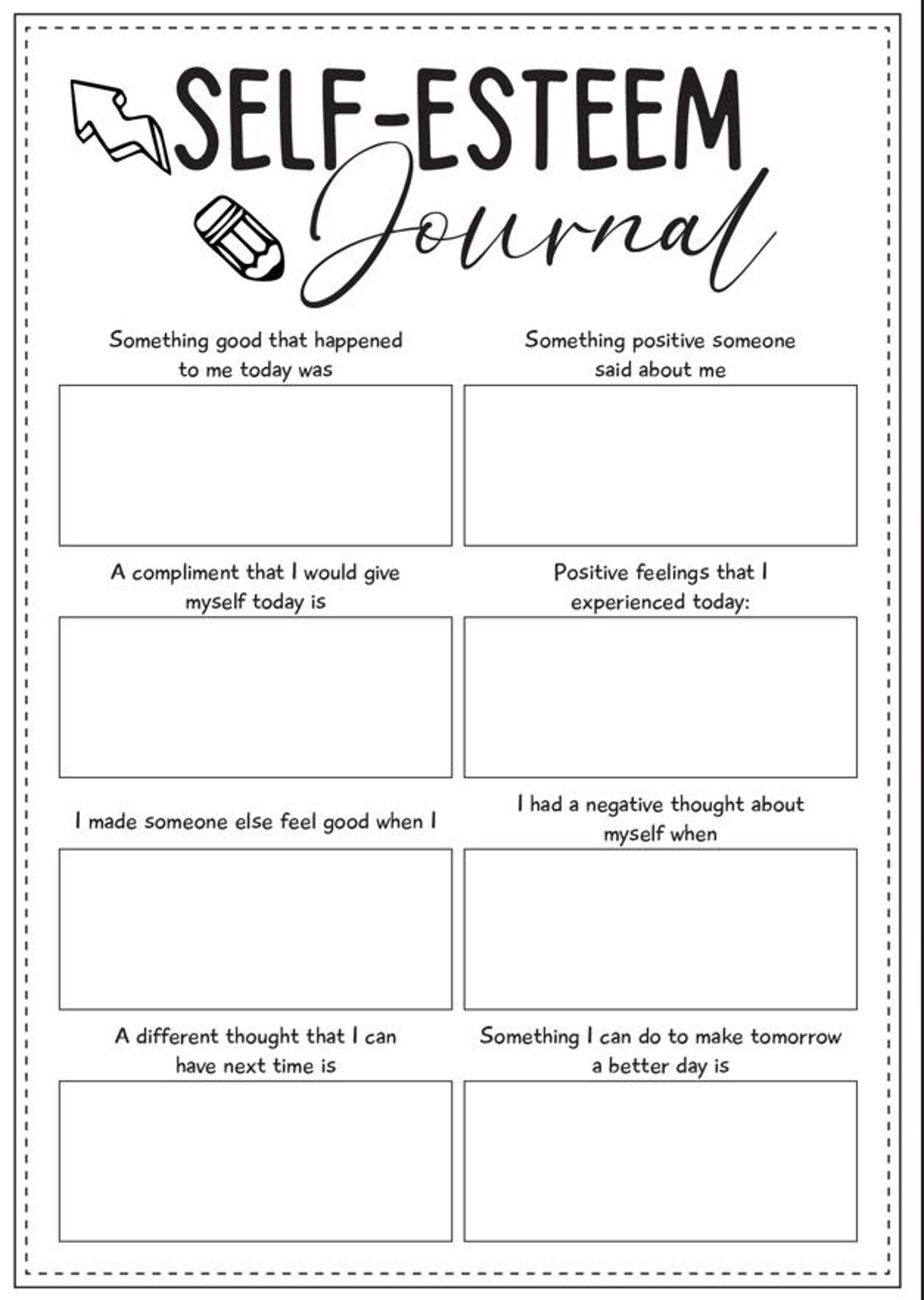 Self- Esteem Printable Sheets for Kids - Etsy