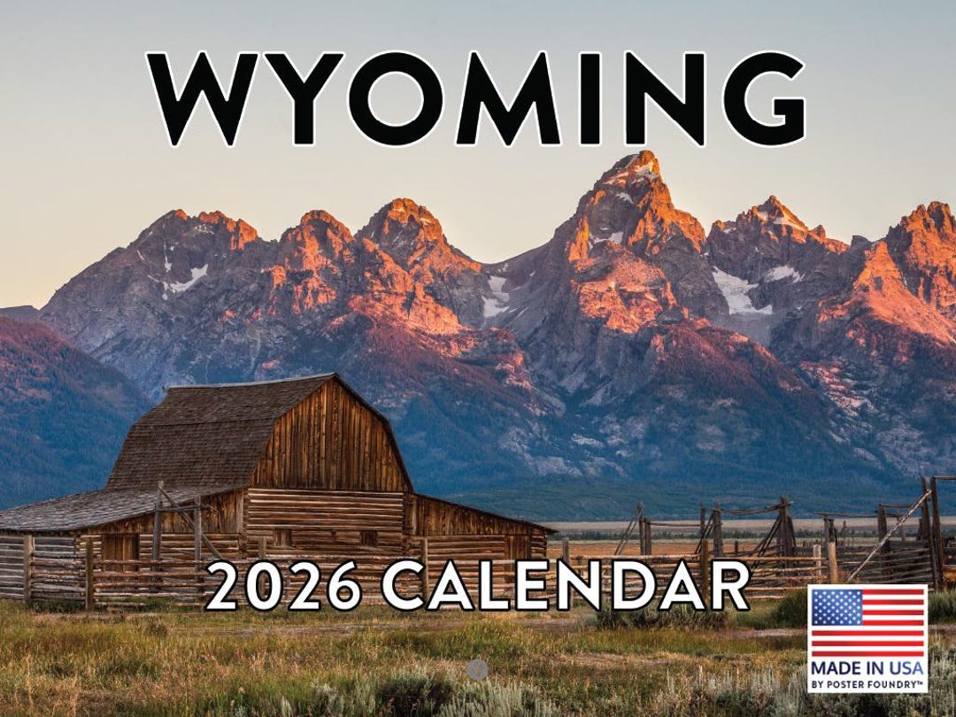 Wyoming Calendar 2026 Monthly Wall Calender 12 Month | American Made in ...