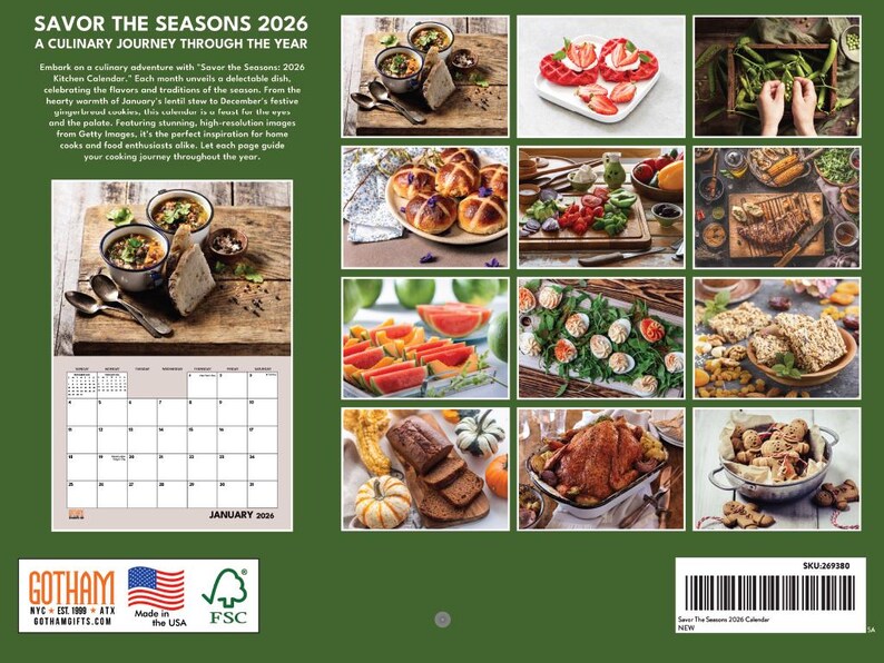 Seasonal Food Calendar 2026 Monthly Wall Calender 12 Month | American ...