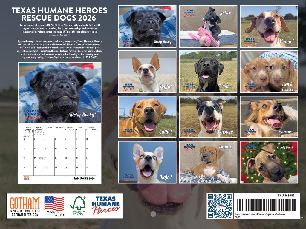 Rescue Dog Calendar 2026 Monthly Wall Calander 12 Month | American Made ...