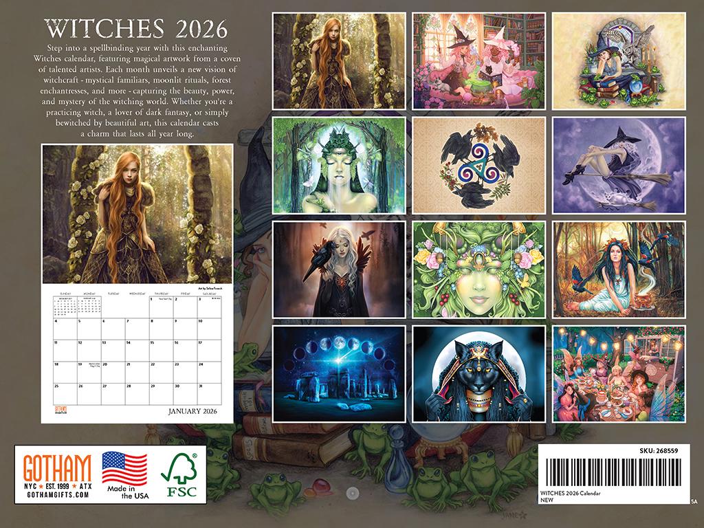 Witch Calendar 2026 Monthly Wall Wicca Witchcraft American Made in the ...