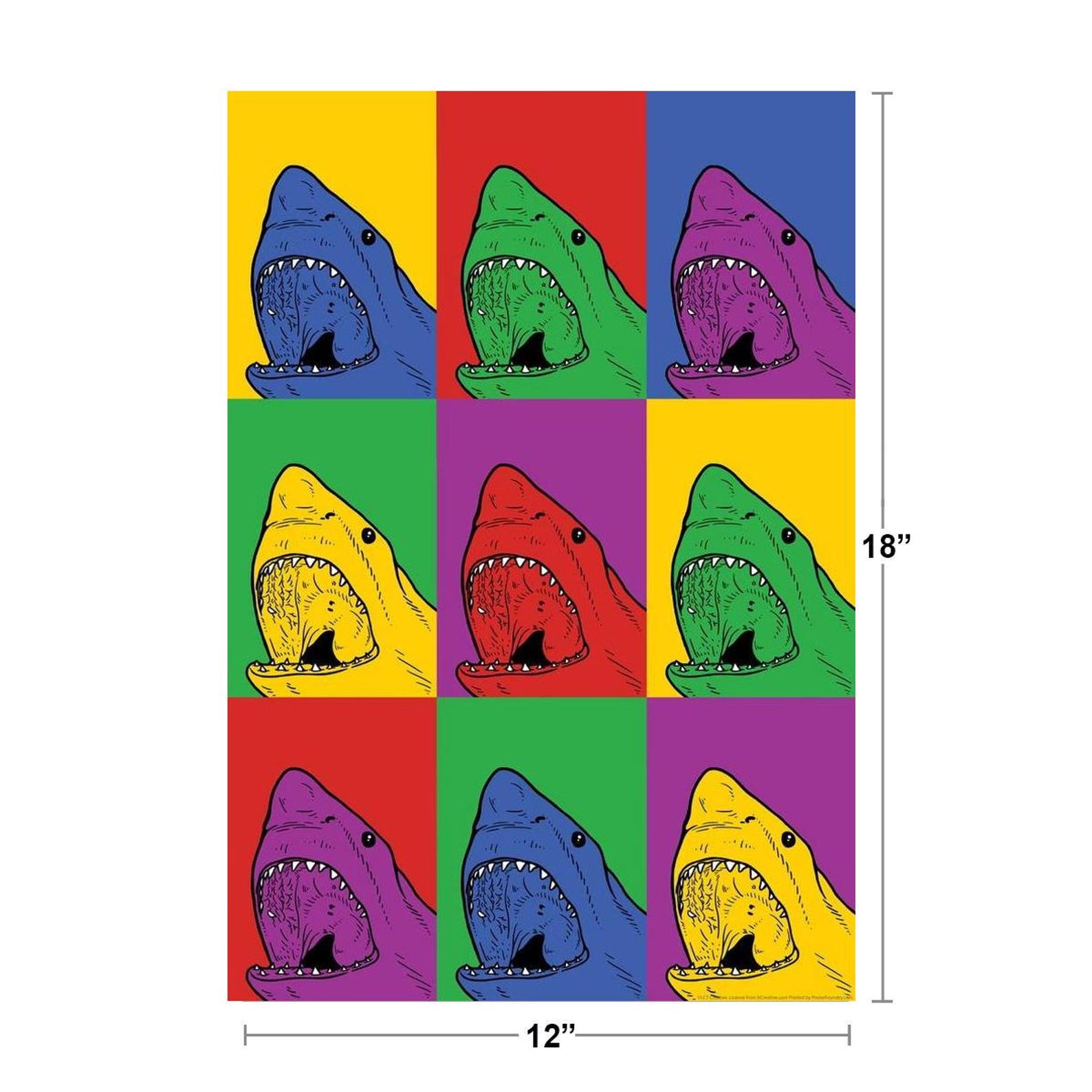 Shark Pop Art Cool Wall Decor Art Print Poster 12x18 - Etsy