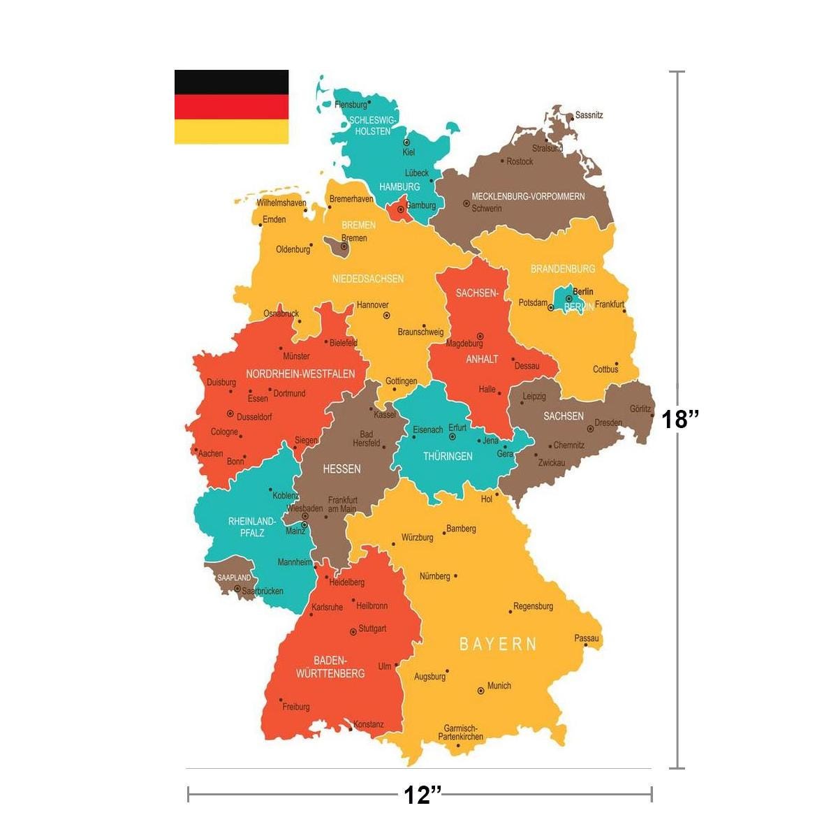 Geographical Map of Germany Cool Wall Decor Art Print Poster - Etsy