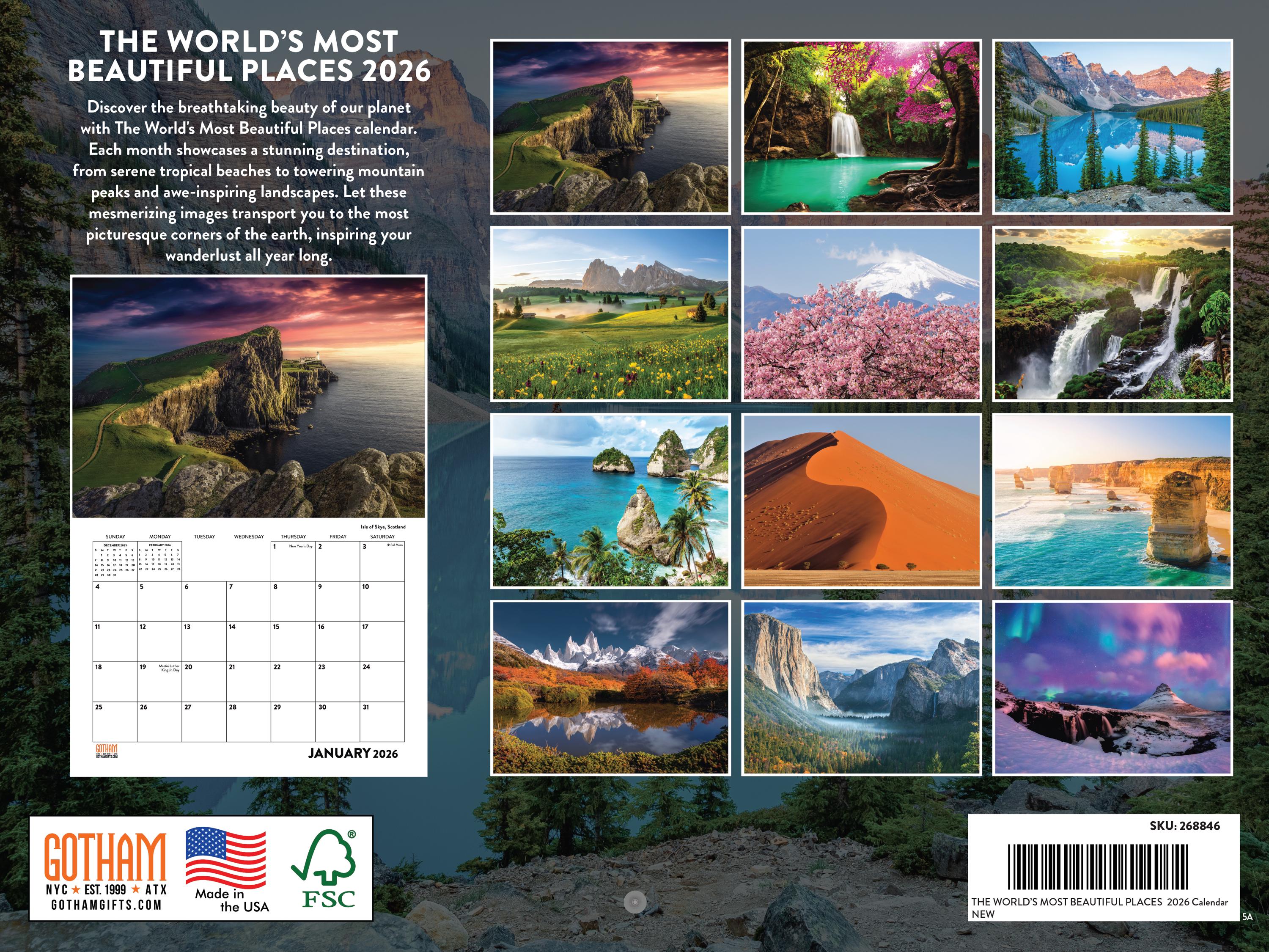 World's Most Beautiful Places 2026 Wall Calendar | Made in USA - Etsy
