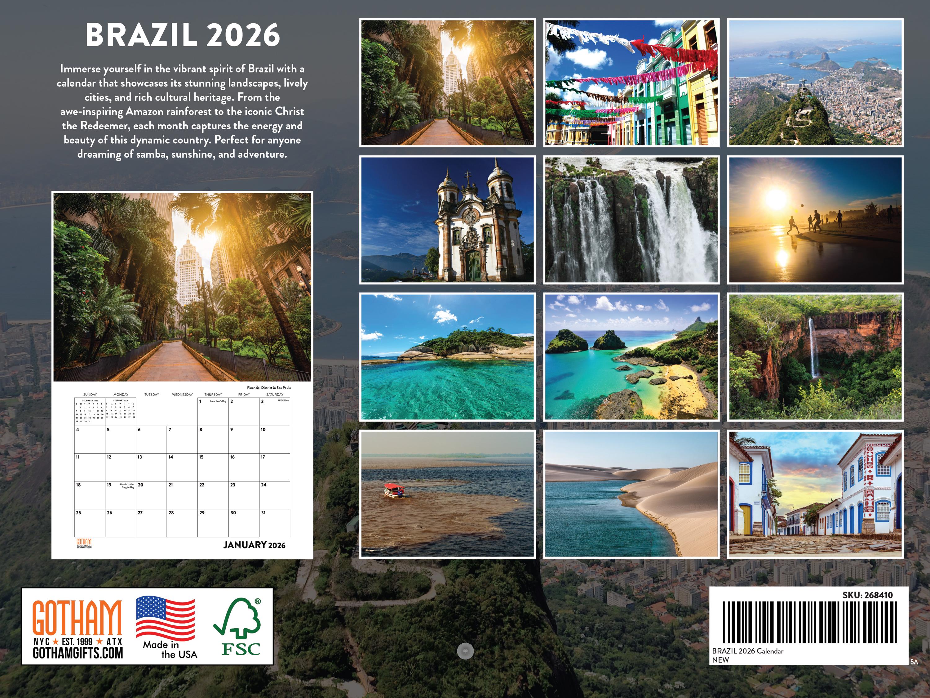 Brazil Calendar 2026 Monthly Wall Calender 12 Month|american Made in ...