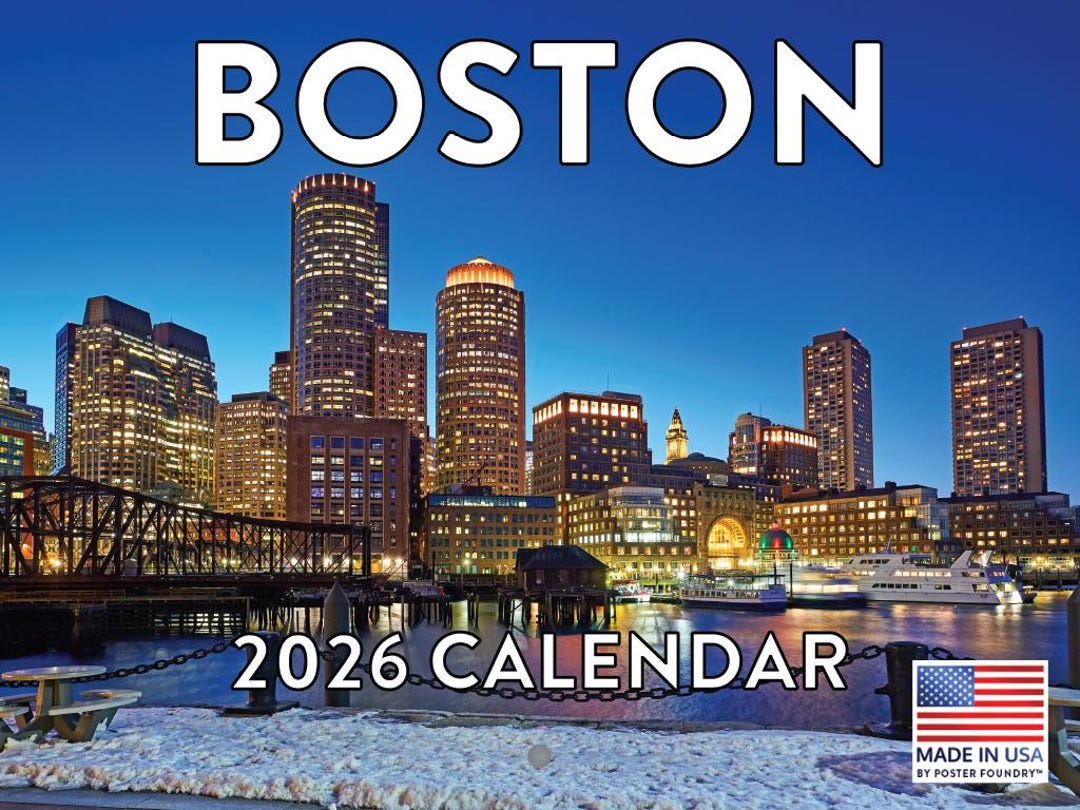 Boston Calendar 2026 Monthly Wall Calender 12 Month | American Made in ...