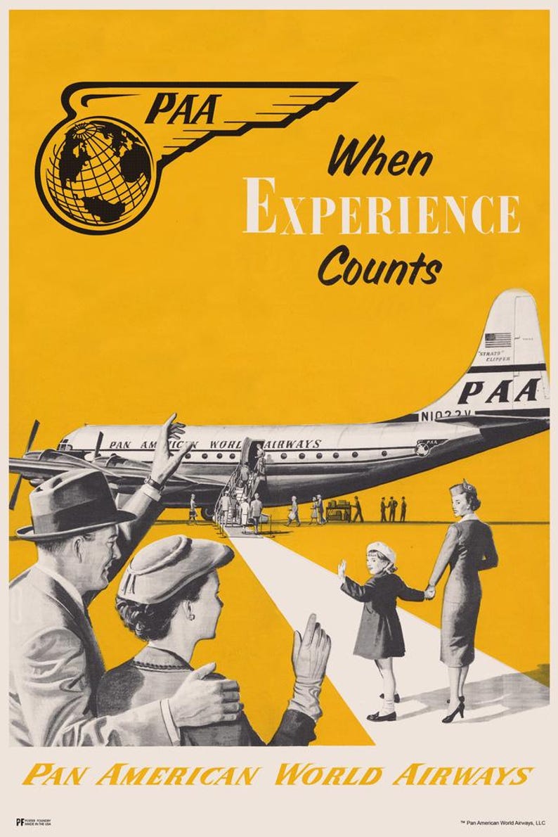 Pan Am Airplane Vintage Travel Poster Pan American Airlines Where ...