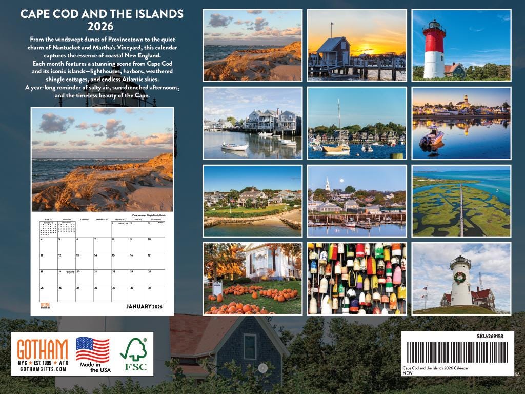 Cape Cod Calendar 2026 Nantucket Marthas Vineyard Monthly Wall Calender ...