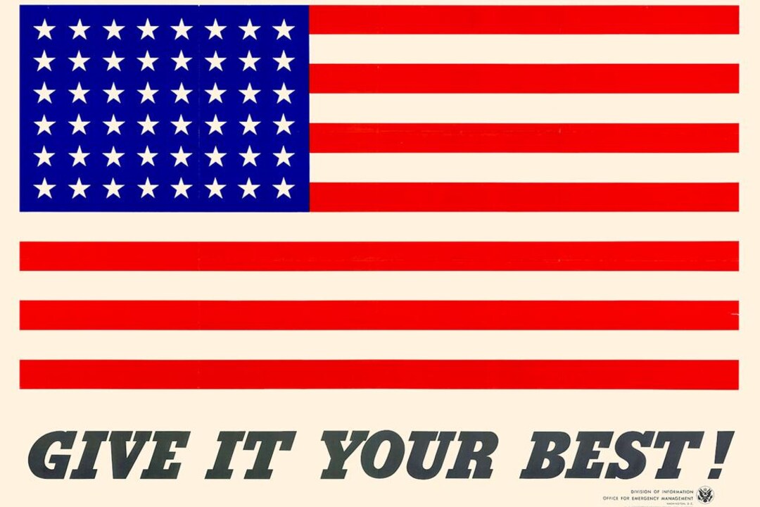 WPA American Flag WWII Propaganda Poster, 18x12 - Etsy