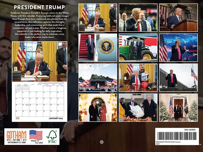 President Trump Calendar 2026 Wall Monthly | American Made in the USA ...