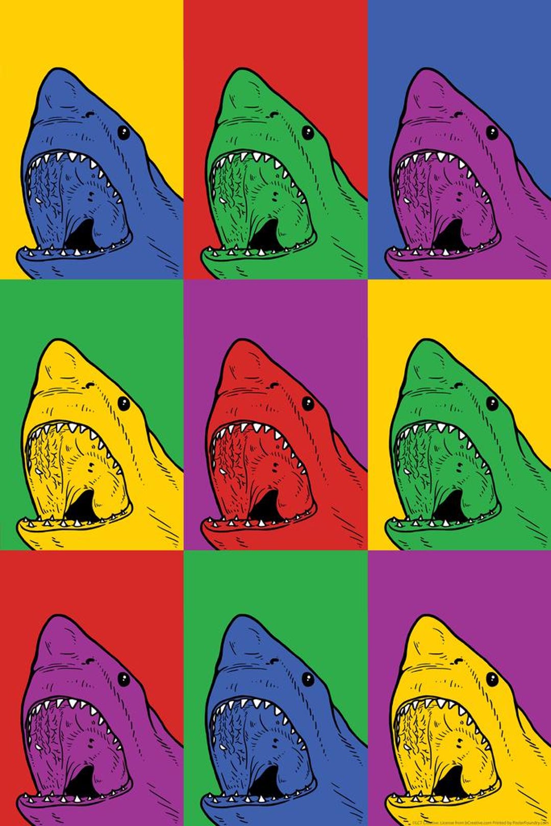 Shark Pop Art Cool Wall Decor Art Print Poster 12x18 - Etsy