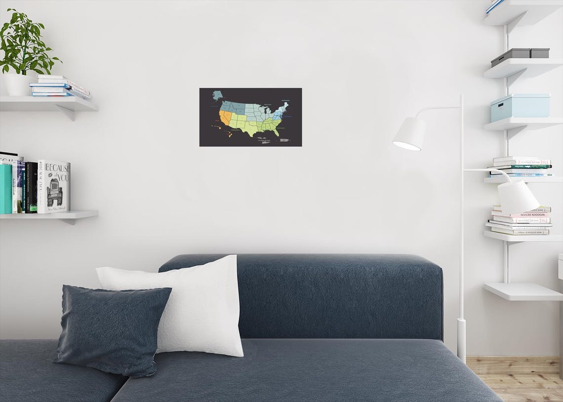 Color-coded USA Map Poster, Modern Classroom Art Print (18x12) - Etsy