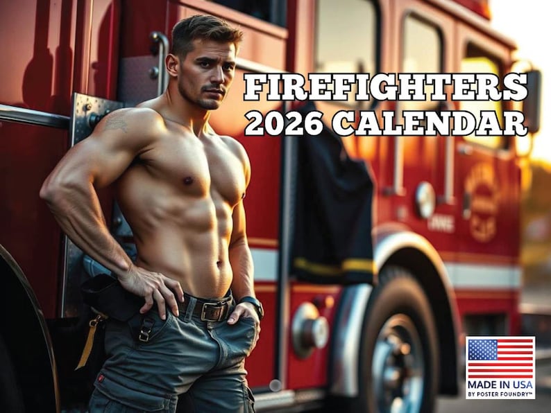 Sexy Fireman Calendar 2026 Hot Firefighter Monthly Wall Calender 12 ...