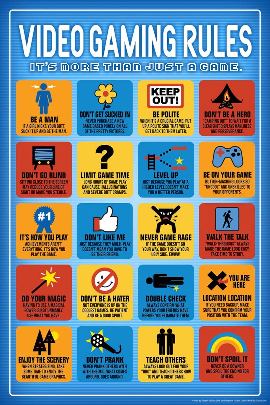 Video Game Gaming Rules Chart Cool Wall Art Print Poster - Etsy