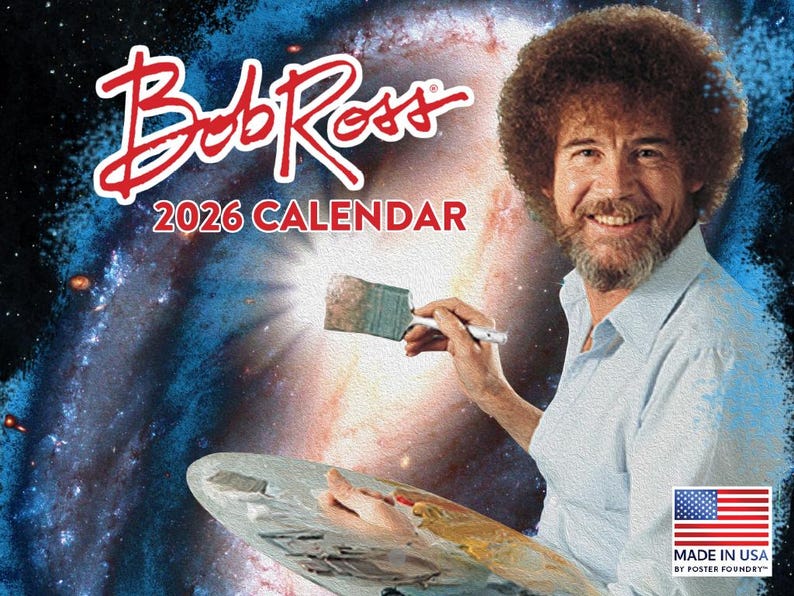 Bob Ross Calendar 2026 Monthly Wall Calender 12 Month | American Made ...