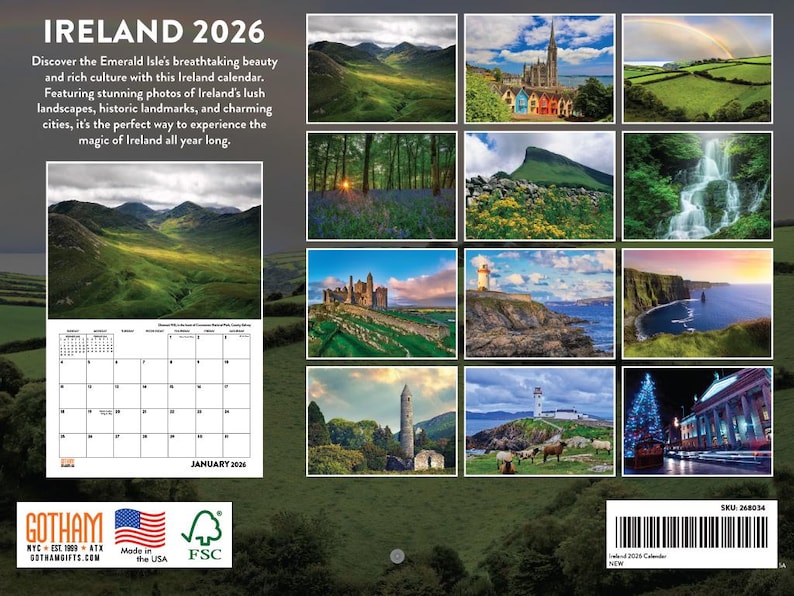 Ireland Calendar 2026 Irish Gifts Monthly Wall Calender 12 Month ...