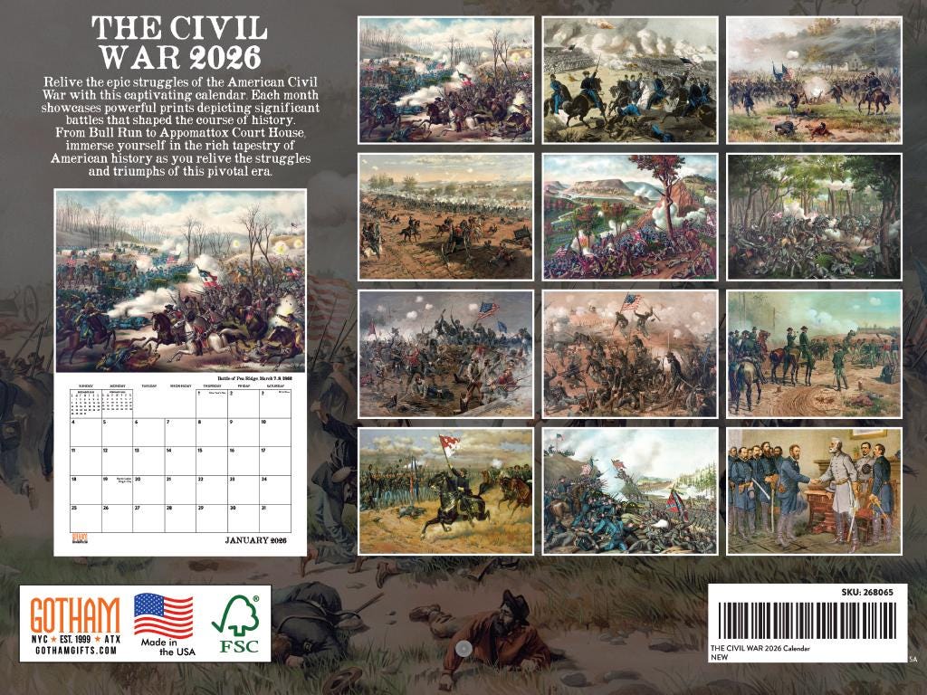 Civil War Calendar 2026 Monthly Wall Calender 12 Month | American Made ...