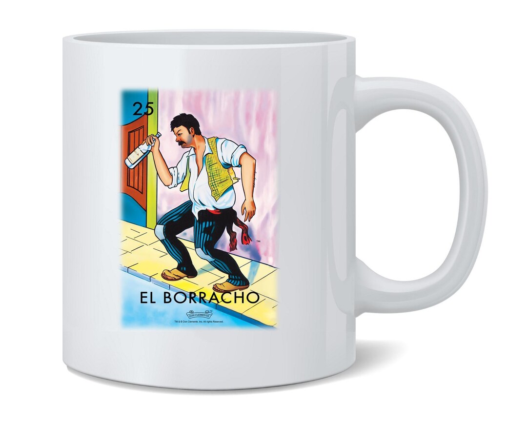 El Borracho Drunk Loteria Card Mexican Bingo Coffee Mug 12oz - Etsy