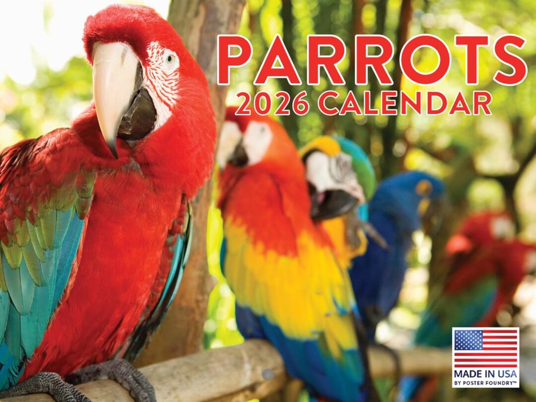 Parrot Calendar 2026 Monthly Wall Calender 12 Month | American Made in ...