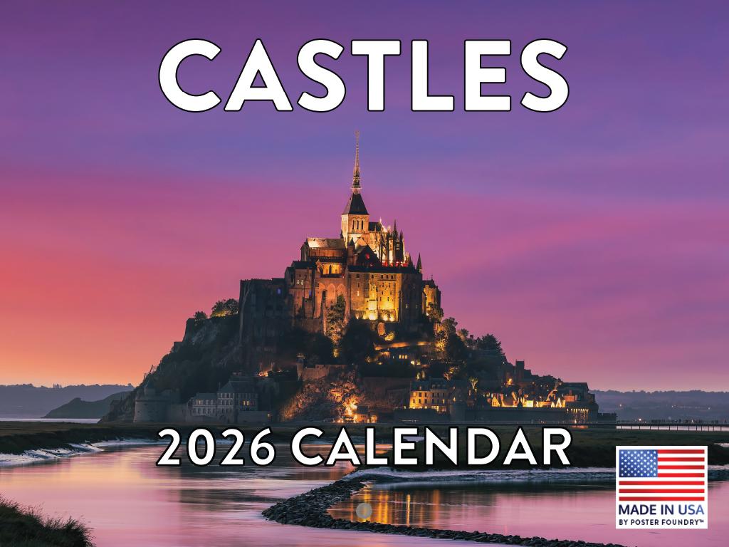 Castle Calendar 2026 Monthly Wall Calender 12 Month | American Made in ...