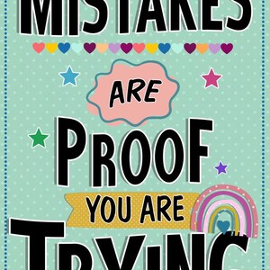 Growth Mindset Mistakes Poster for Classroom Decoration Motivational ...