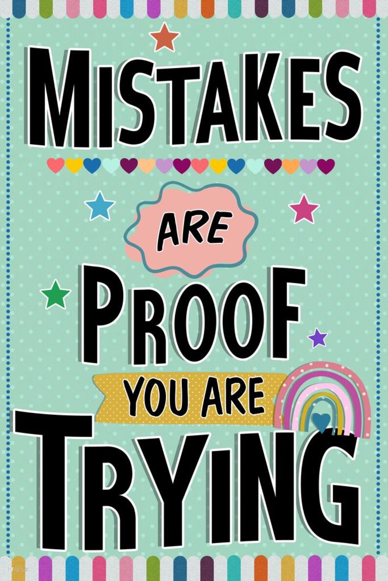 Growth Mindset Classroom Poster | Mistakes Proof You Are Trying (12x18 ...