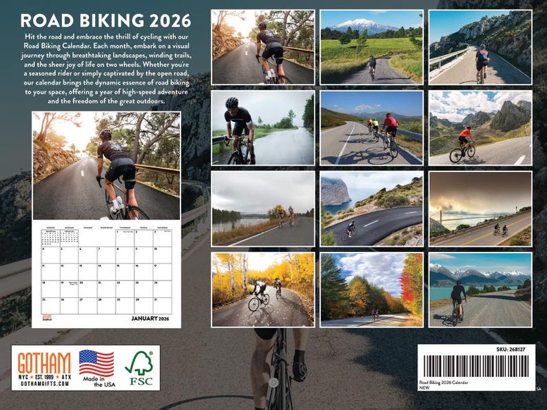 Cycling Calendar 2026 Bicycle Road Biking Monthly Wall Calender 12 ...