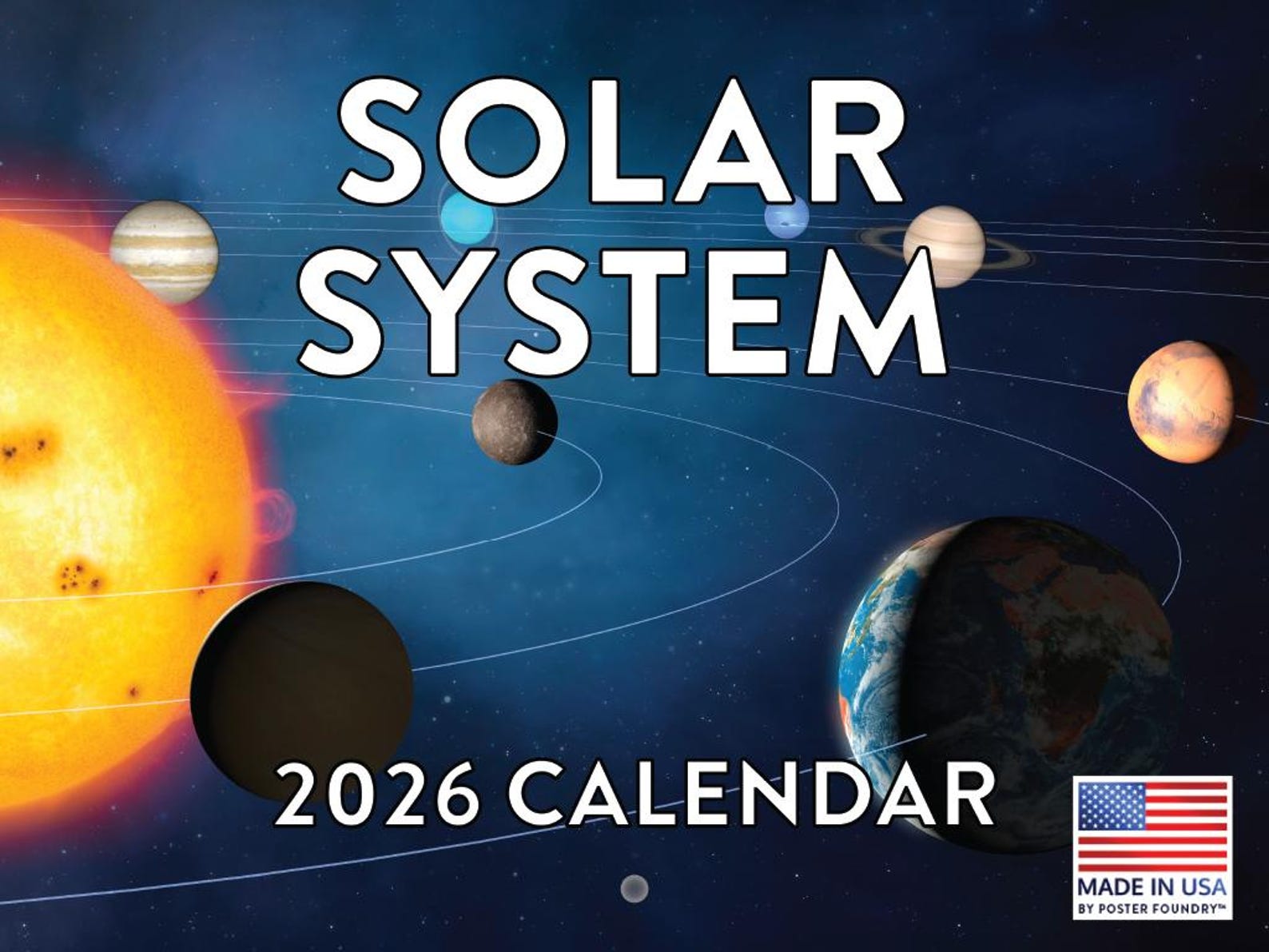 Solar System Calendar 2026 Planets Space Kids Monthly Wall Calender 12 ...